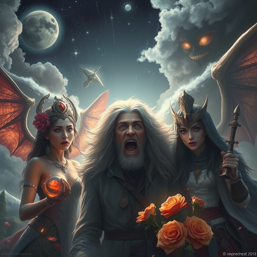 Insanity driven by angel and devil manipulation.