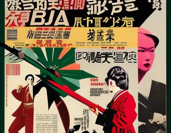"Taisho era lesbian pulp fiction collage cover". 16k resolution ...