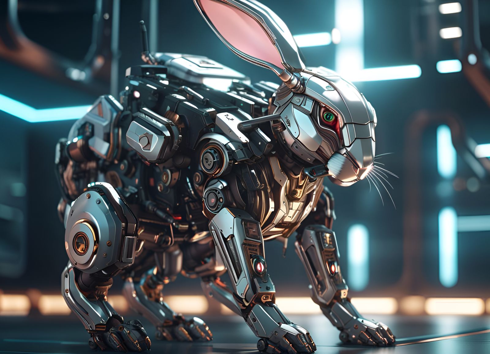 A cyberpunk robot rabbit - AI Generated Artwork - NightCafe Creator