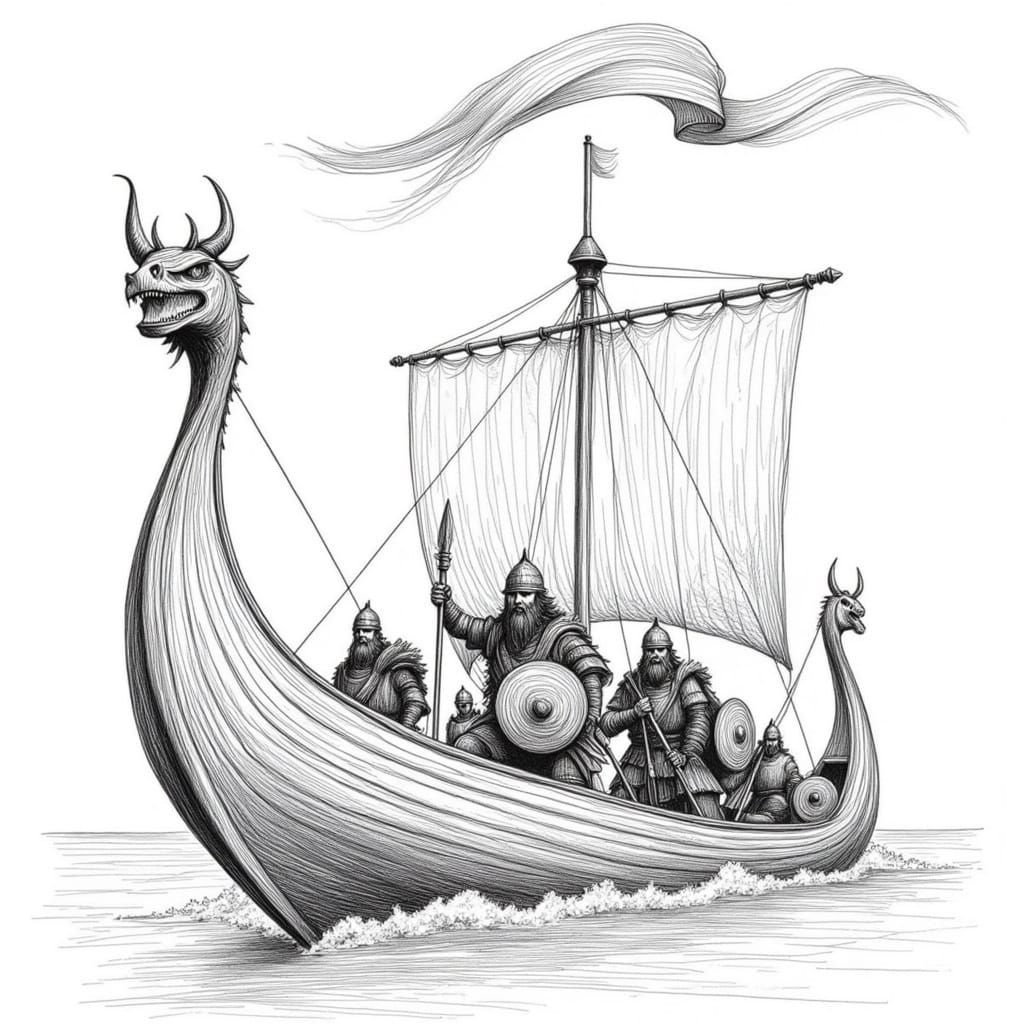 Surreal Viking Longship Sails Across the Water in ... - AI Art