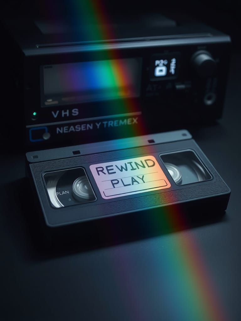 Retro VHS Tape Still Life in Cyberpunk Style - AI Art