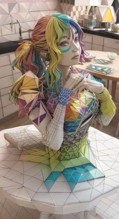 girl growing out of polygons - AI Generated Artwork - NightCafe Creator