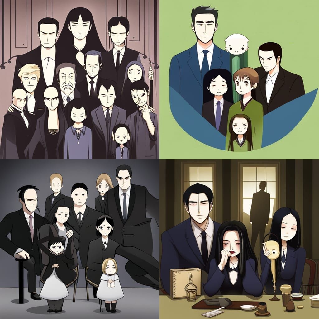 Addams Family simplistic art by artist "anime", Anime Key Visual ...