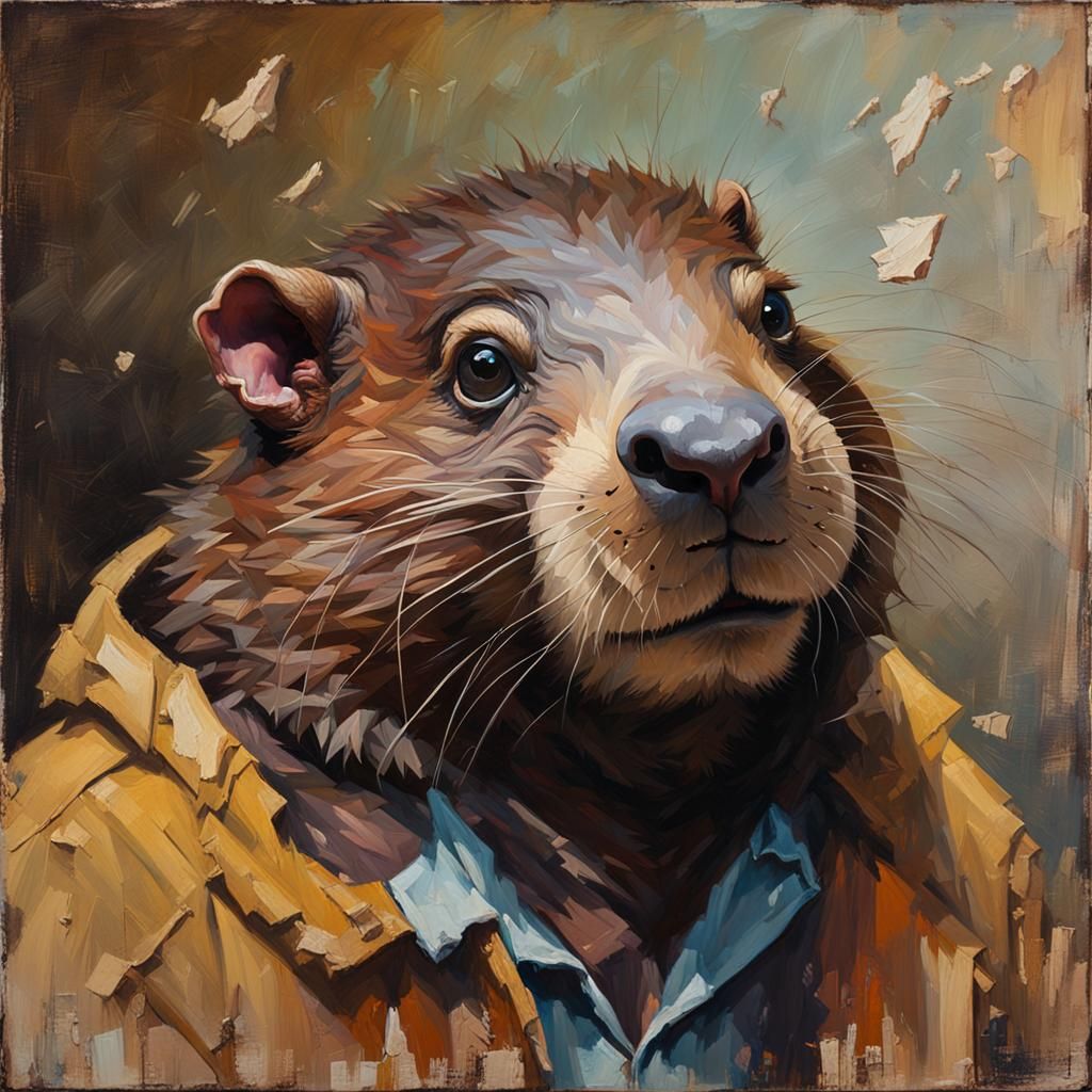 A Brooding Artisan Beaver in Warm Oil Colors - AI Art