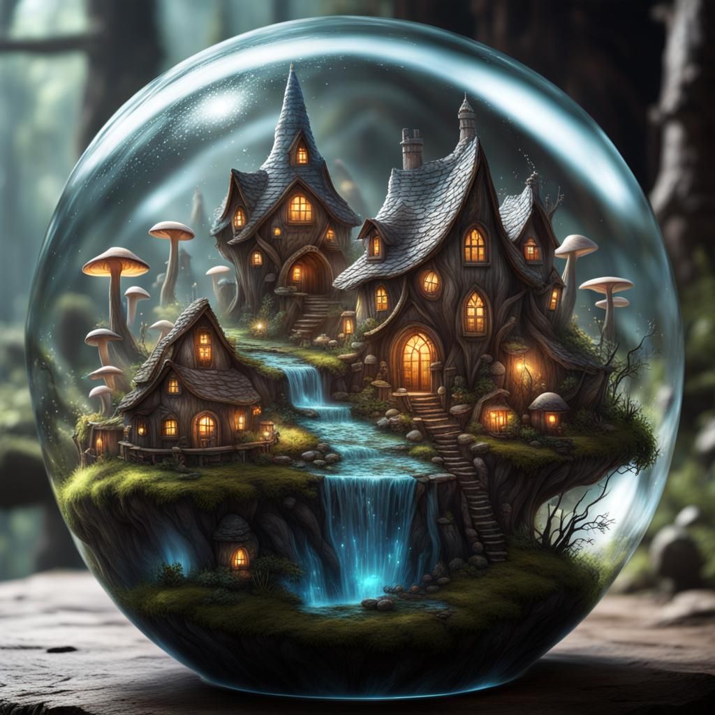 Glass sphere fairy village - AI Generated Artwork - NightCafe Creator
