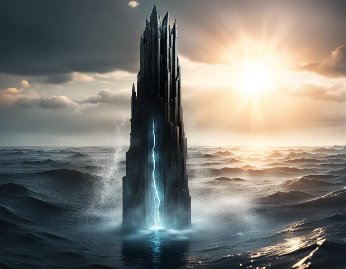 Black crystal tower - AI Generated Artwork - NightCafe Creator