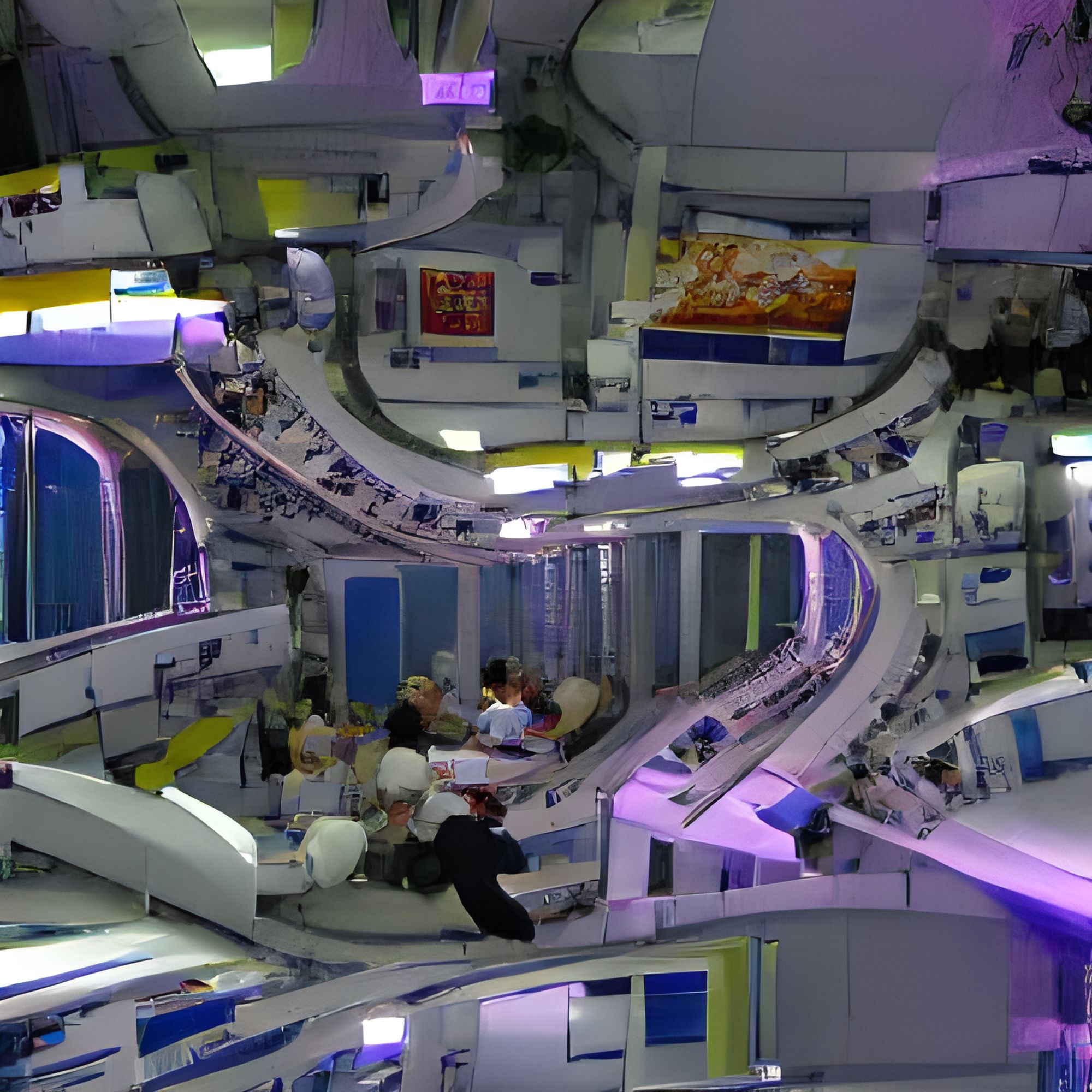 busy space station mezzanine : nightcafe