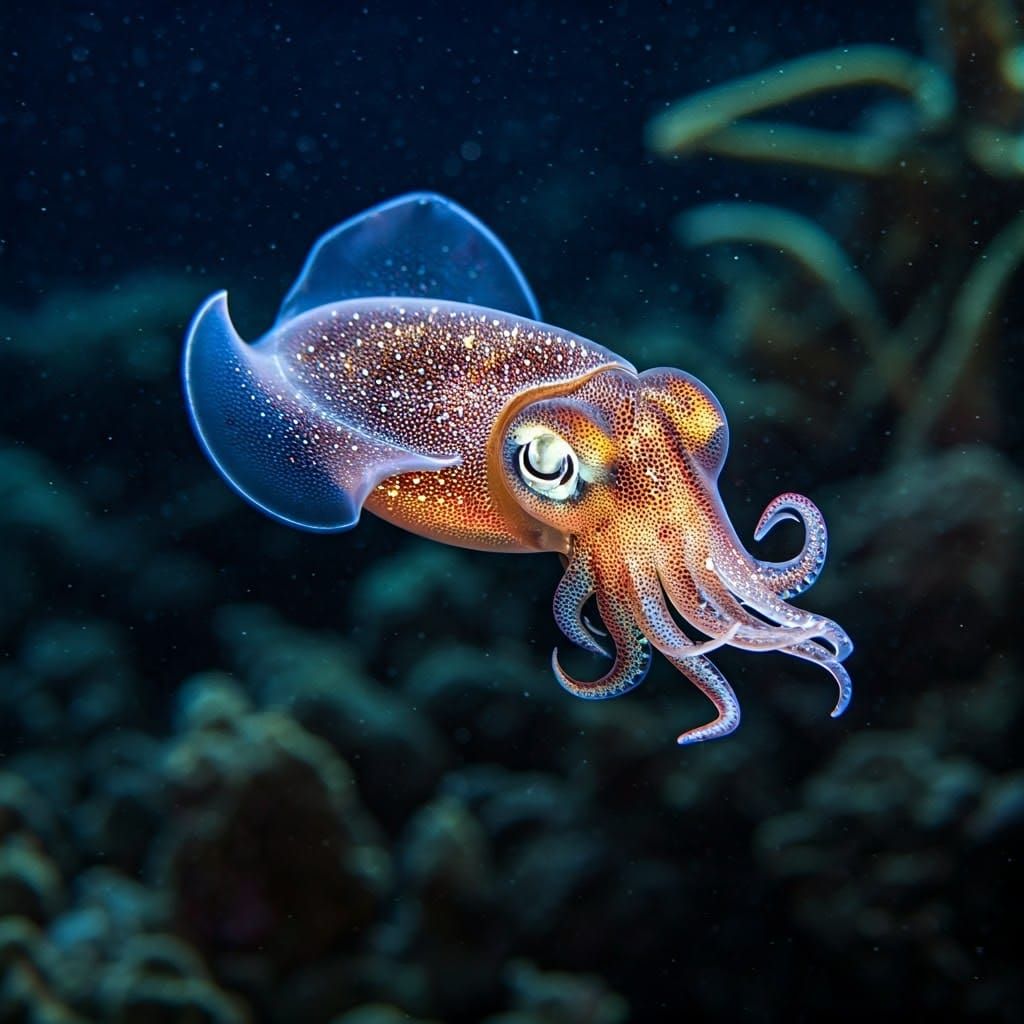 Bioluminescent creature deepwater firefly squid