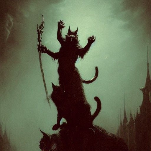 Underworld Cat - Slayer Cat King Satan in Horror Style