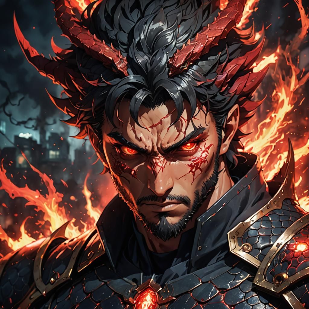 Imposing dragon like man, anime styled. - AI Generated Artwork ...