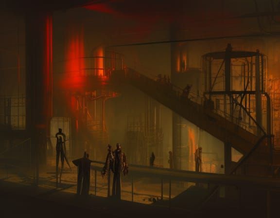 thin gaunt hungry steampunk people wearing a T shirt with the word ...