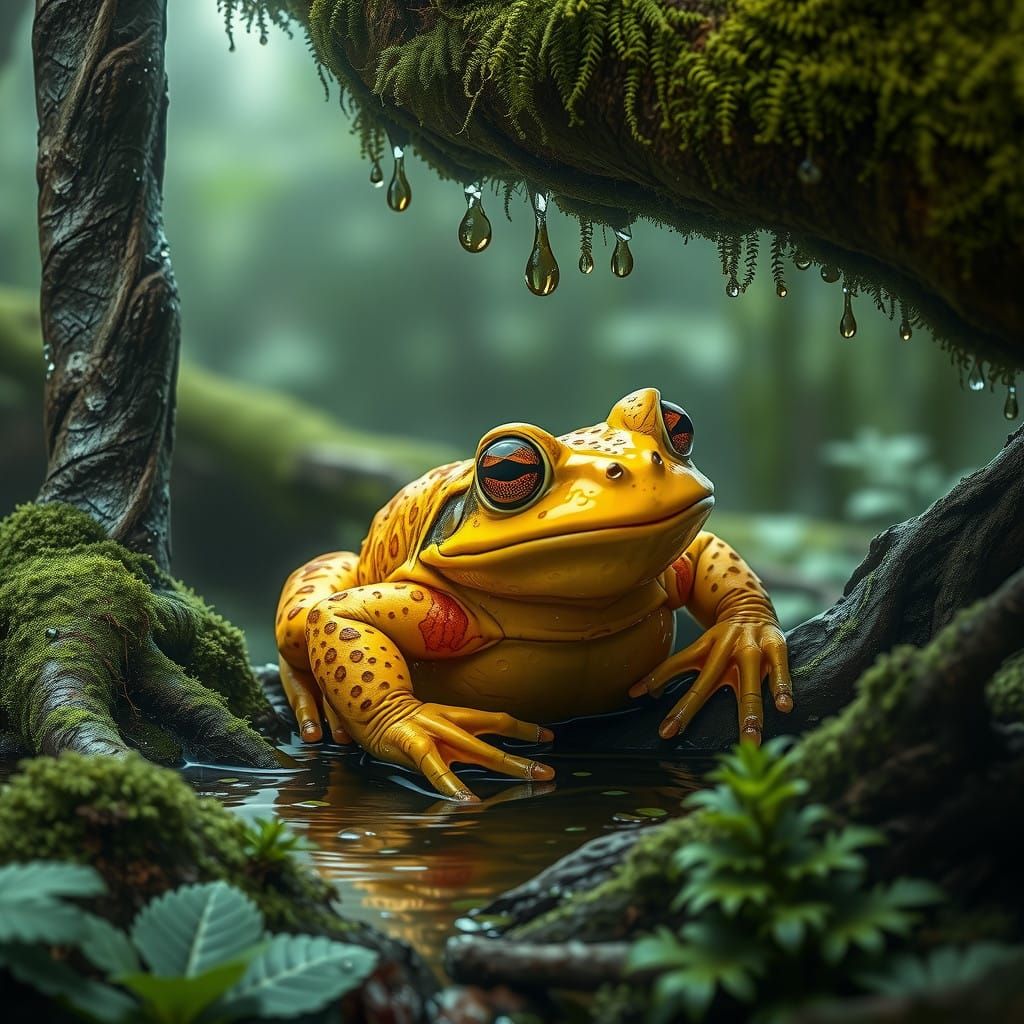 Extinct Creatures - Golden Toad - Hyper-Realistic Golden Toa...