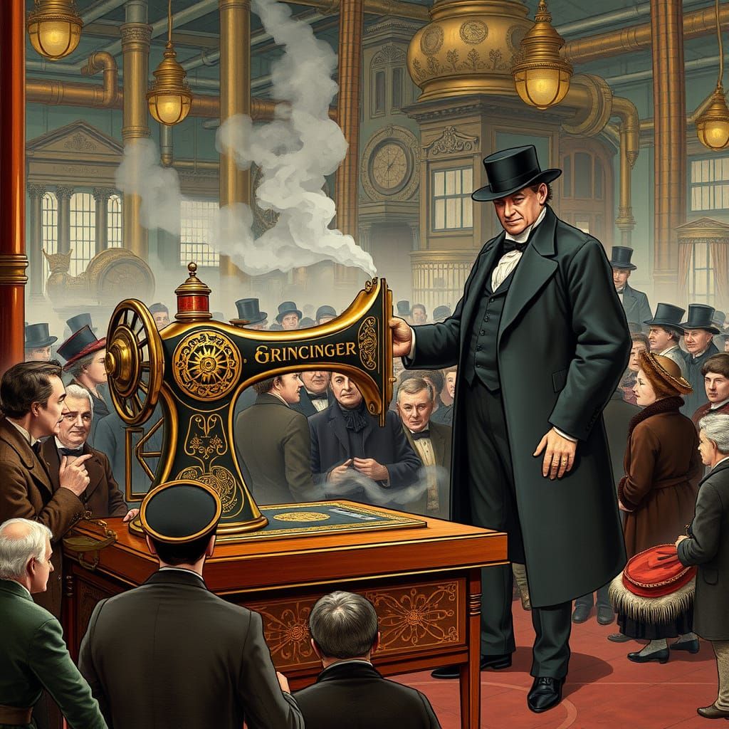 Dr Grincinger, inventor of the steam sewing machine. NYC, 1860.