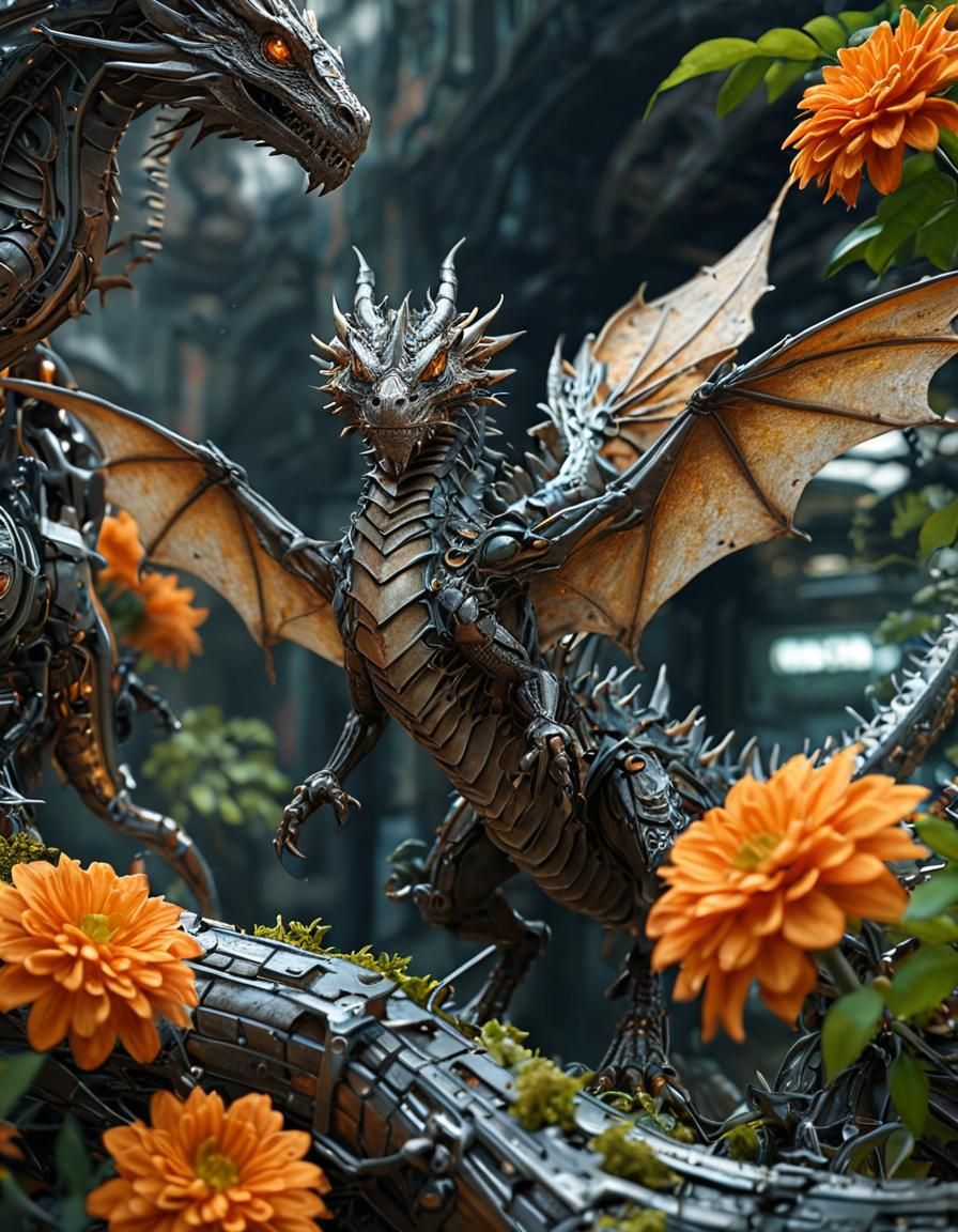 Biopunk Dragon - AI Generated Artwork - NightCafe Creator