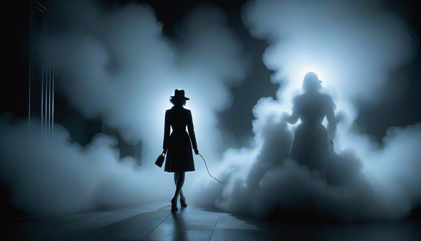 film noir opart fog beautiful fog shadows sculptur... - AI Art