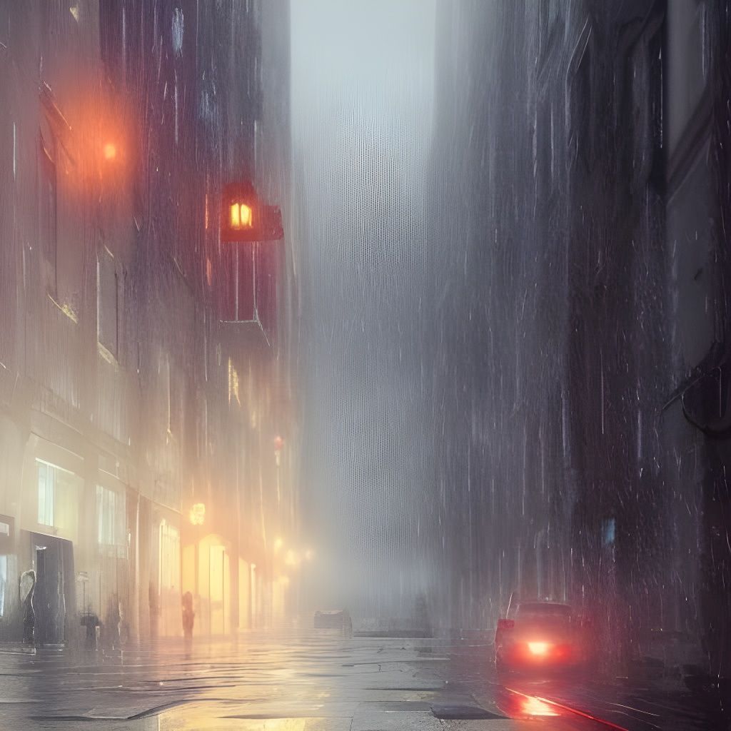 Raining in the city 1 - AI Generated Artwork - NightCafe Creator