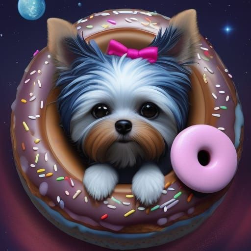 Yorkie With a Donut - AI Generated Artwork - NightCafe Creator