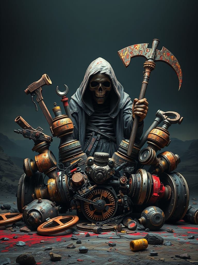 mecha Grim Reaper - Mecha Grim Reaper in Gritty, Cyberpunk S...