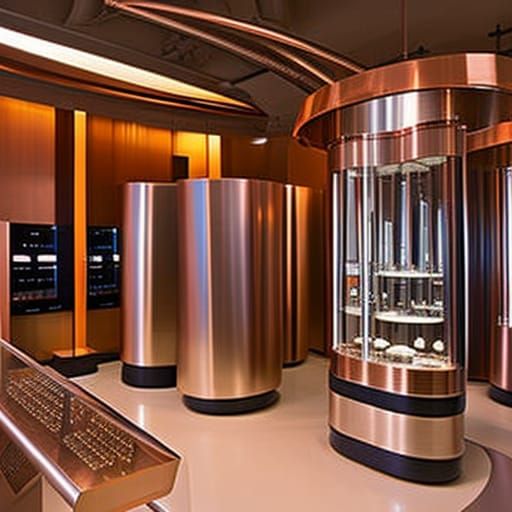 A copper-themed science lab with futuristic copper technology. - AI ...