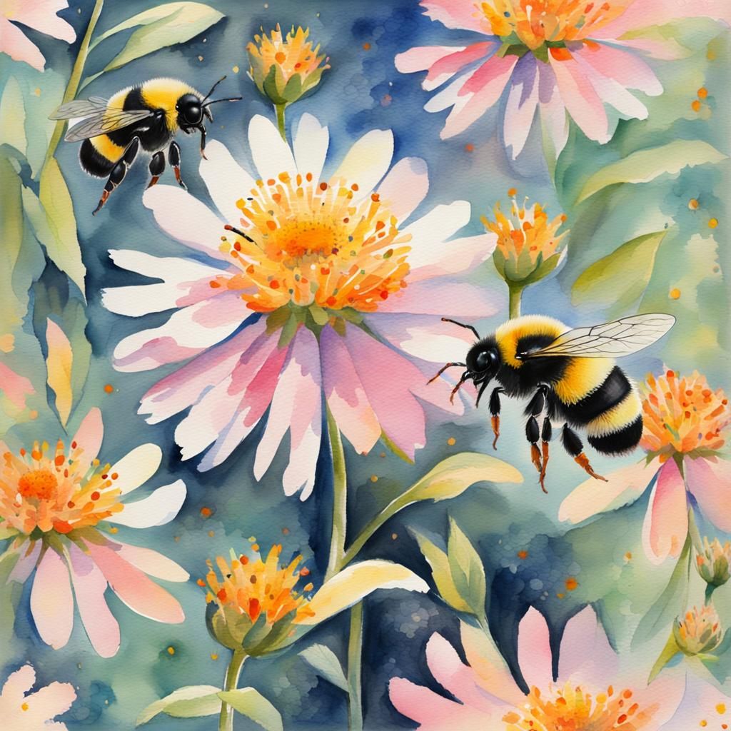flowers and bees - AI Generated Artwork - NightCafe Creator