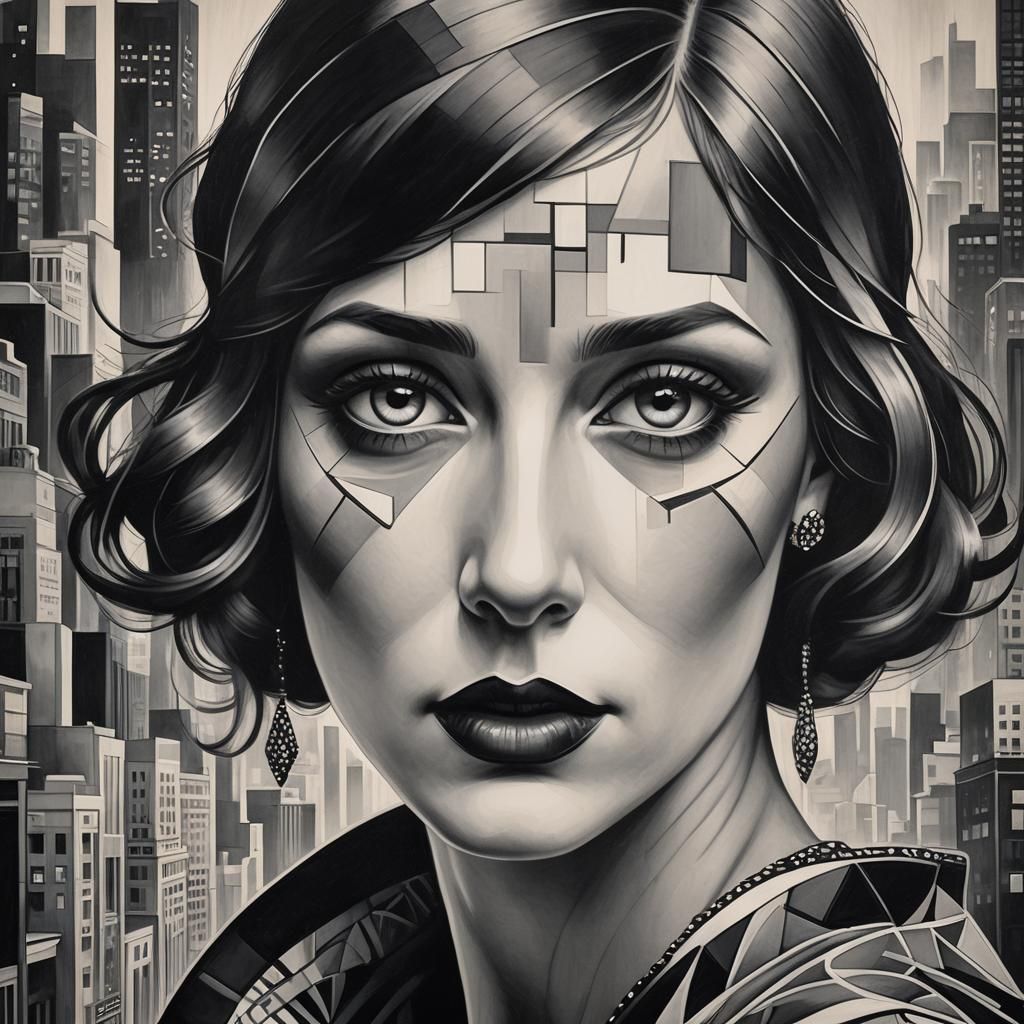 Drawing of a stunning feminine 1920s woman - AI Generated Artwork ...