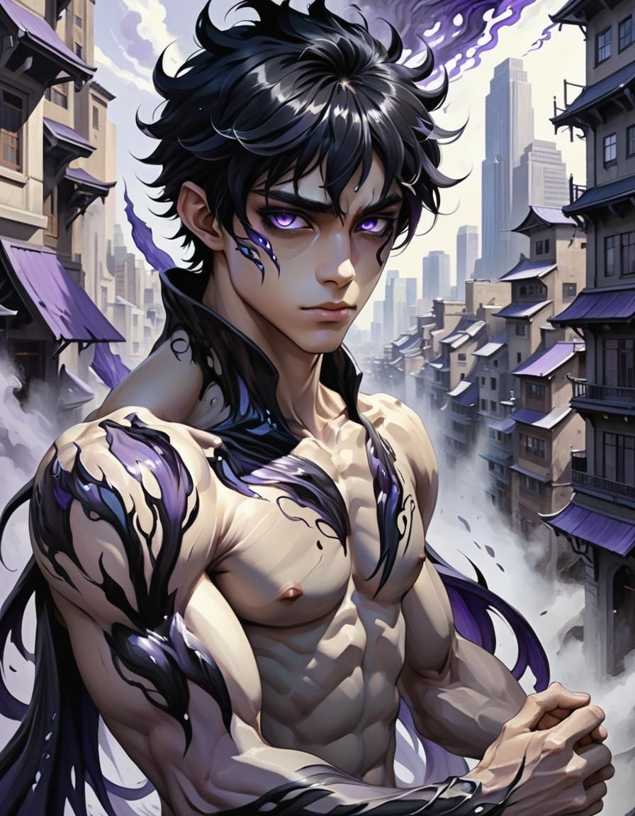 Ethereal Shadowborn Revealed in Fantasy Cityscape - AI Art