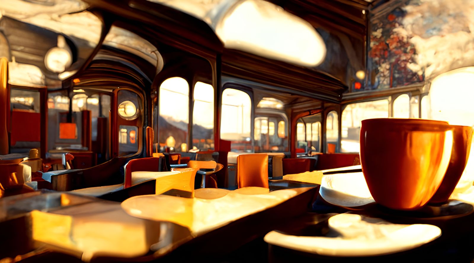 Train station; Café; bistro; Orient Express; 1950's diner; by Edward Hopper, Edward Gordon ...