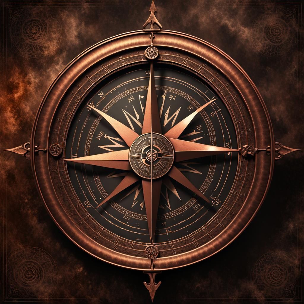 Dark copper compass - AI Generated Artwork - NightCafe Creator