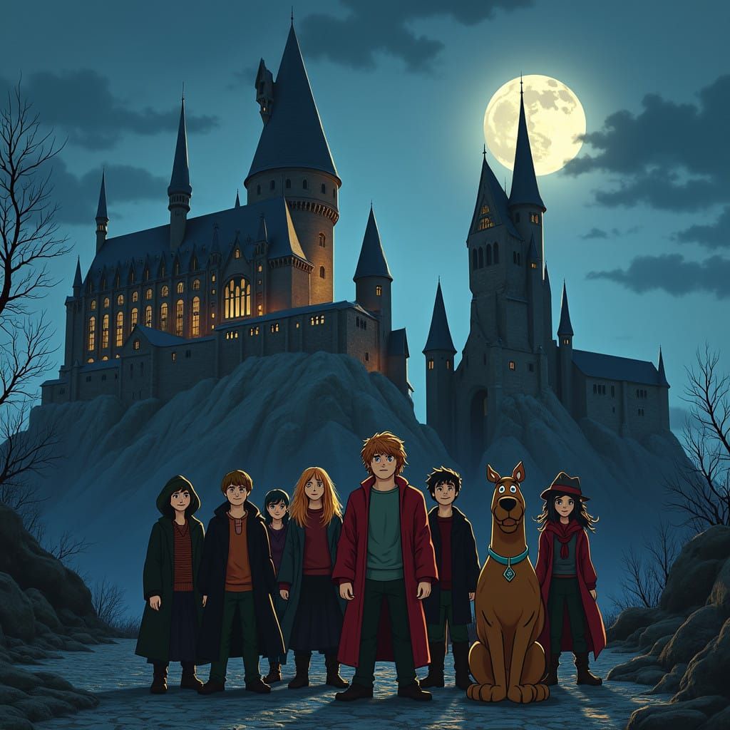 Harry Potter Scooby Doo - Mysterious Hogwarts Castle at Dusk...