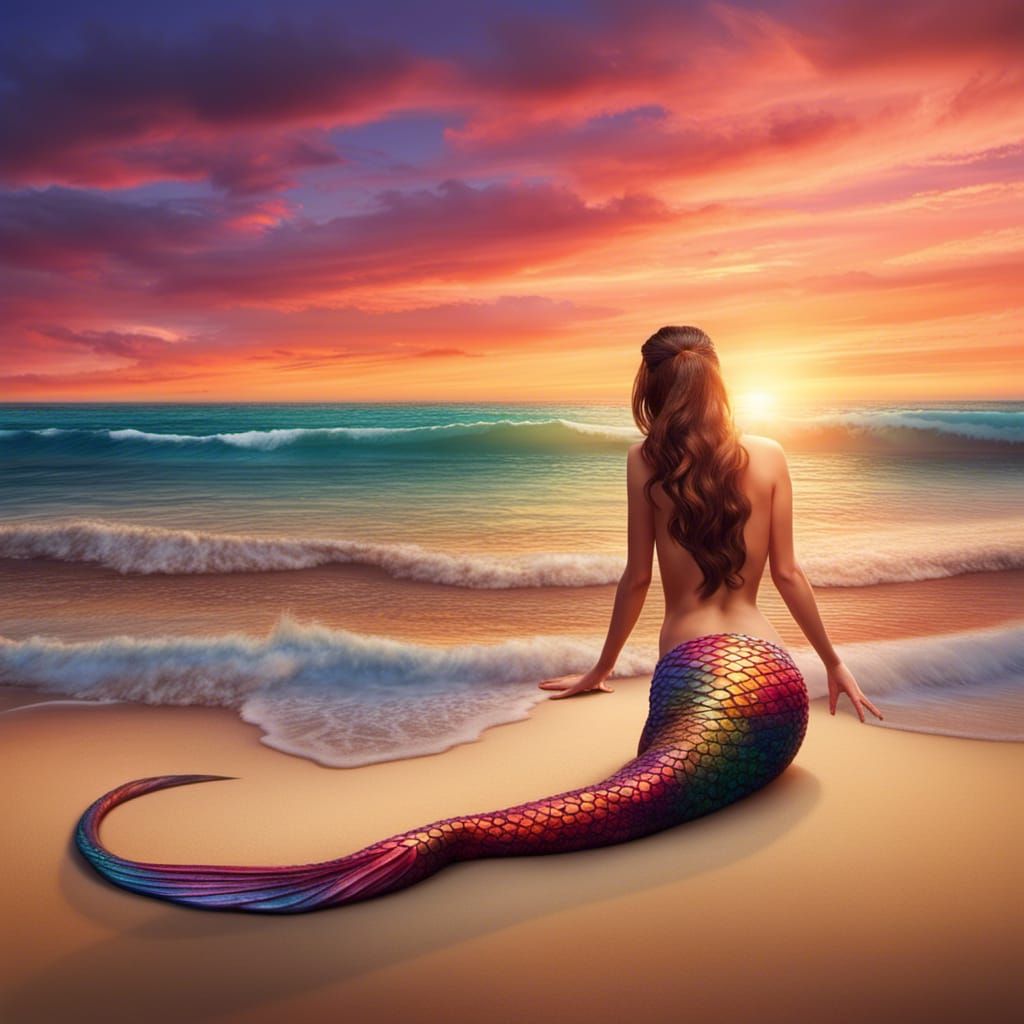Brunette Mermaid Sunbathing Ai Generated Artwork Nightcafe Creator