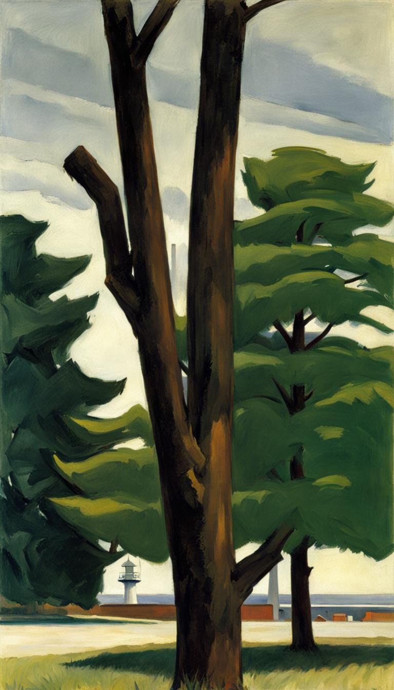 Tree by Edward Hopper - AI Generated Artwork - NightCafe Creator