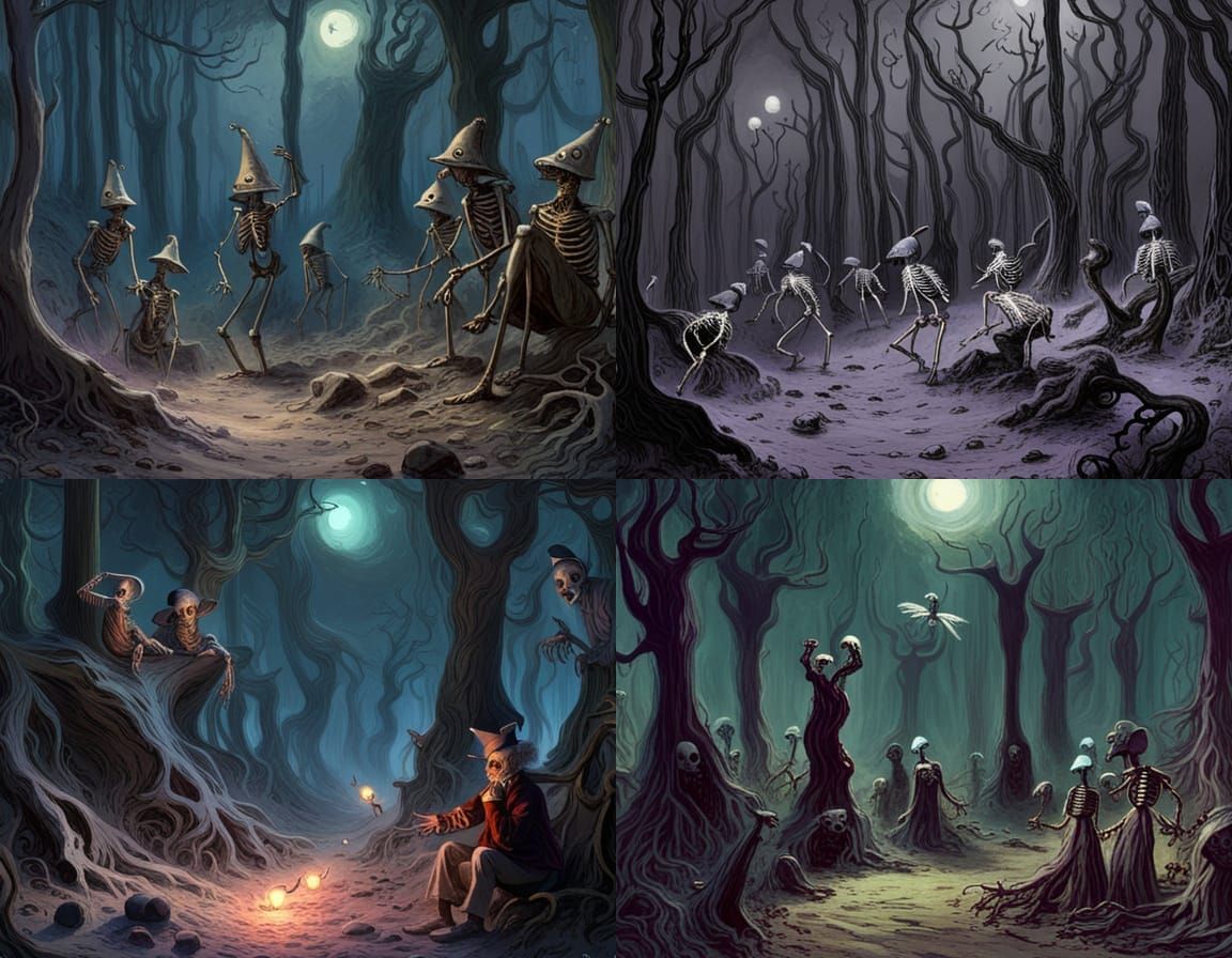 Skeleton's Forest (4 images) - AI Generated Artwork - NightCafe Creator