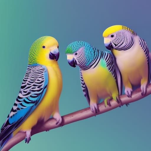 Budgies being cute - AI Generated Artwork - NightCafe Creator