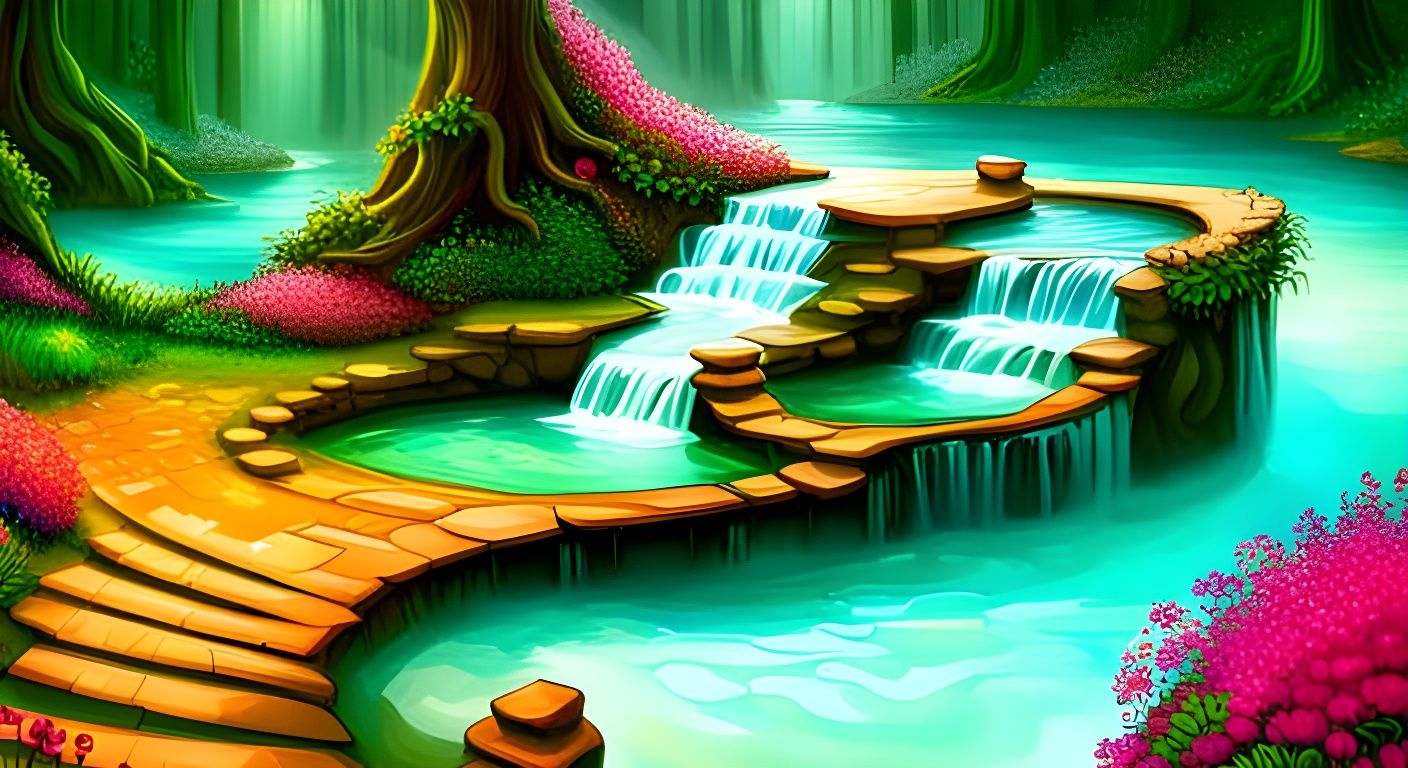 Anime-style enchanted fairy pool - AI Generated Artwork - NightCafe Creator