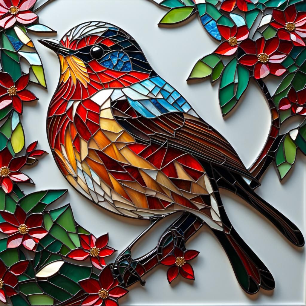 Red robin mosaic - AI Generated Artwork - NightCafe Creator