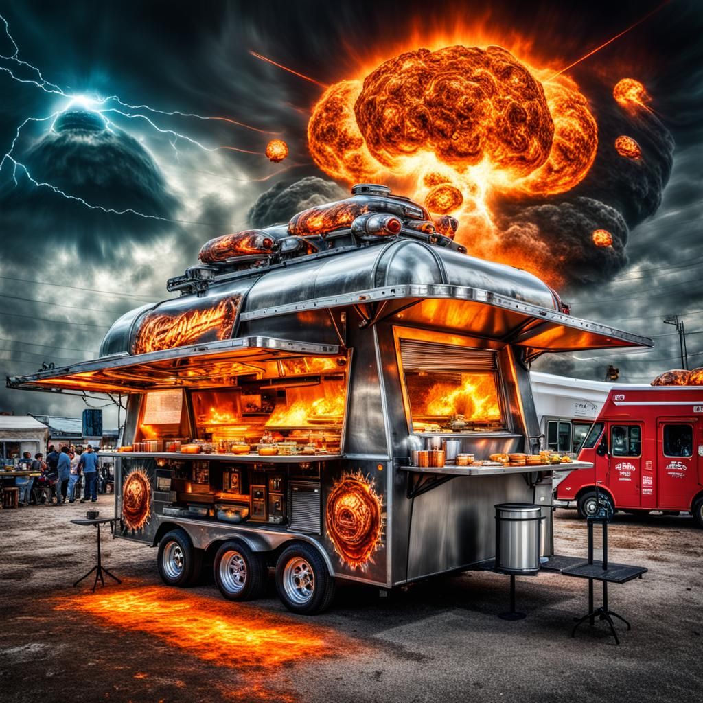 Food Truck in fiery nuclear explosion - AI Generated Artwork ...