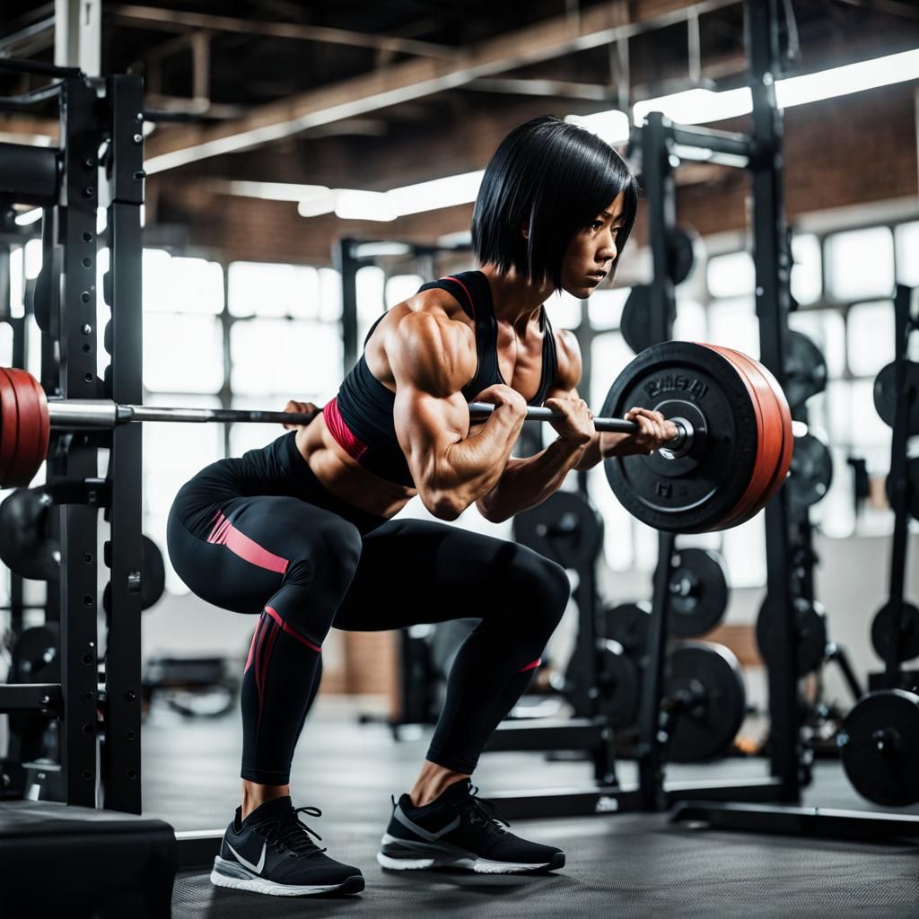 Mikasa Ackerman doing squats in a gym. - AI Generated Artwork ...