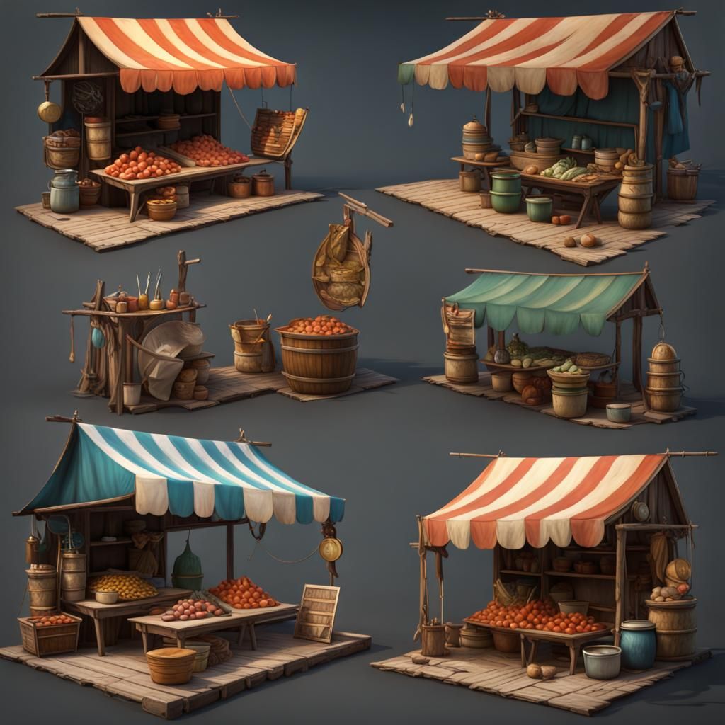 village market vendor stall examples - AI Generated Artwork - NightCafe ...