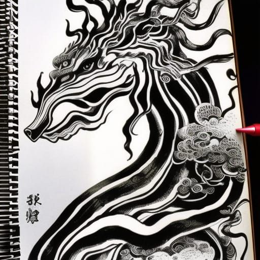 Mystical Oriental Creature Qilin Colour Page - AI Generated Artwork ...