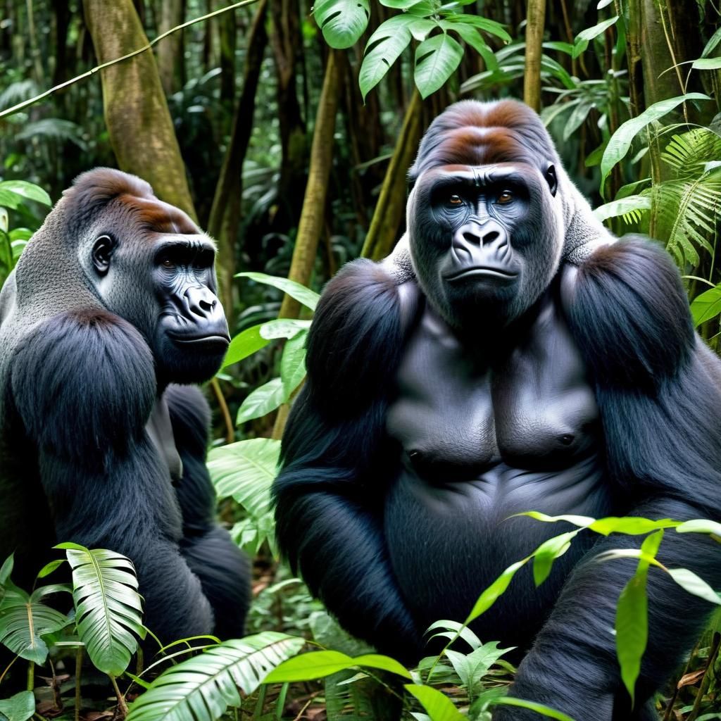 Silverback Gorillas - AI Generated Artwork - NightCafe Creator