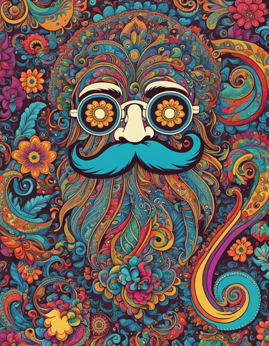 Psychedelic Paisley Pattern Album Cover in Vibrant... - AI Art