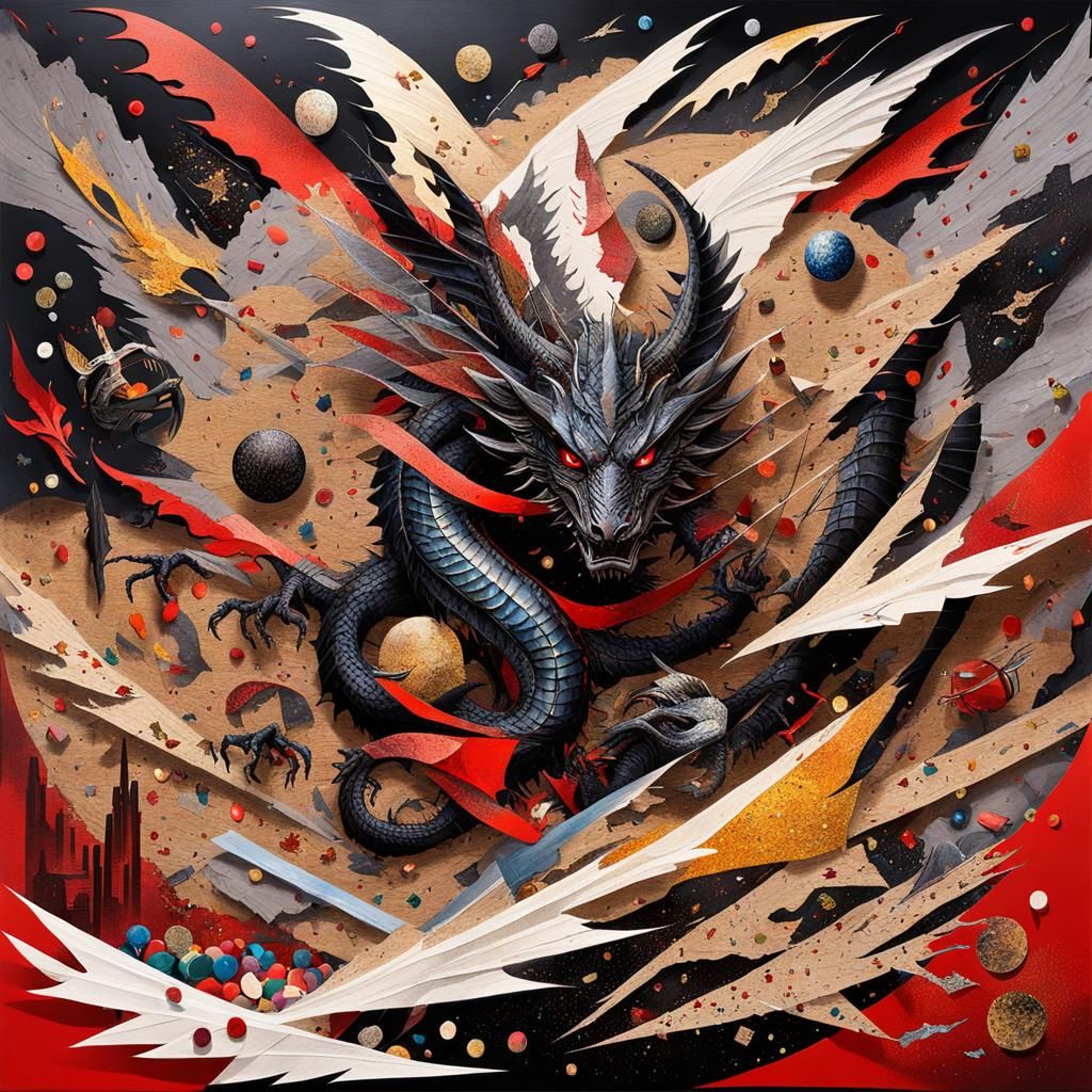 Dragon collage - AI Generated Artwork - NightCafe Creator
