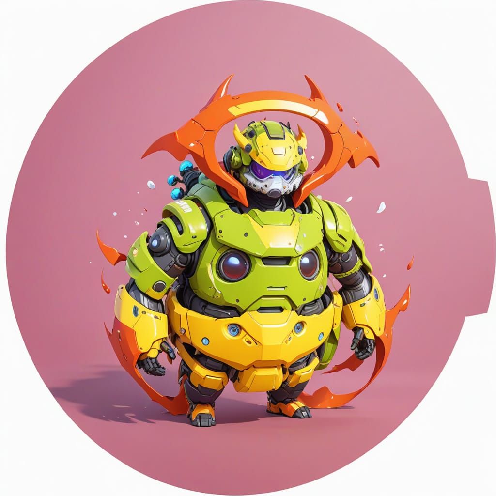 Bubble Gum Bot - Anime-Inspired Robot Concept Art in 8K Reso...