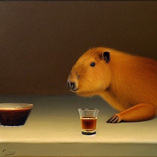 Capybara Drinking Whiskey - AI Generated Artwork - NightCafe Creator