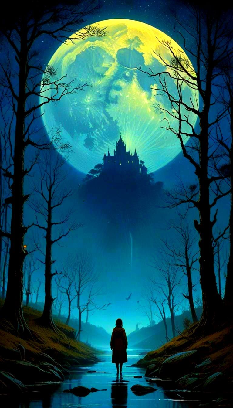 Serenity of the White Ghost in Moonlit Forest - AI Art