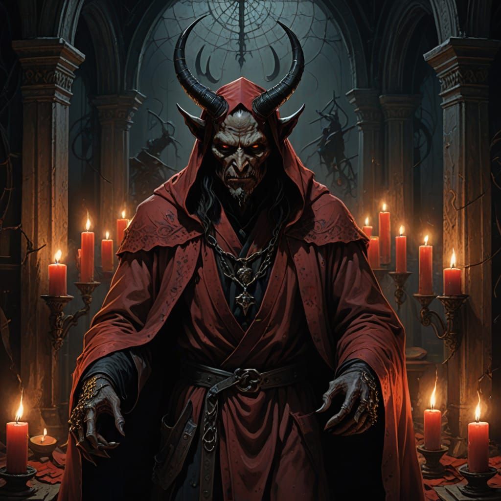 a devil - Dark Menacing Devil in Gothic Setting