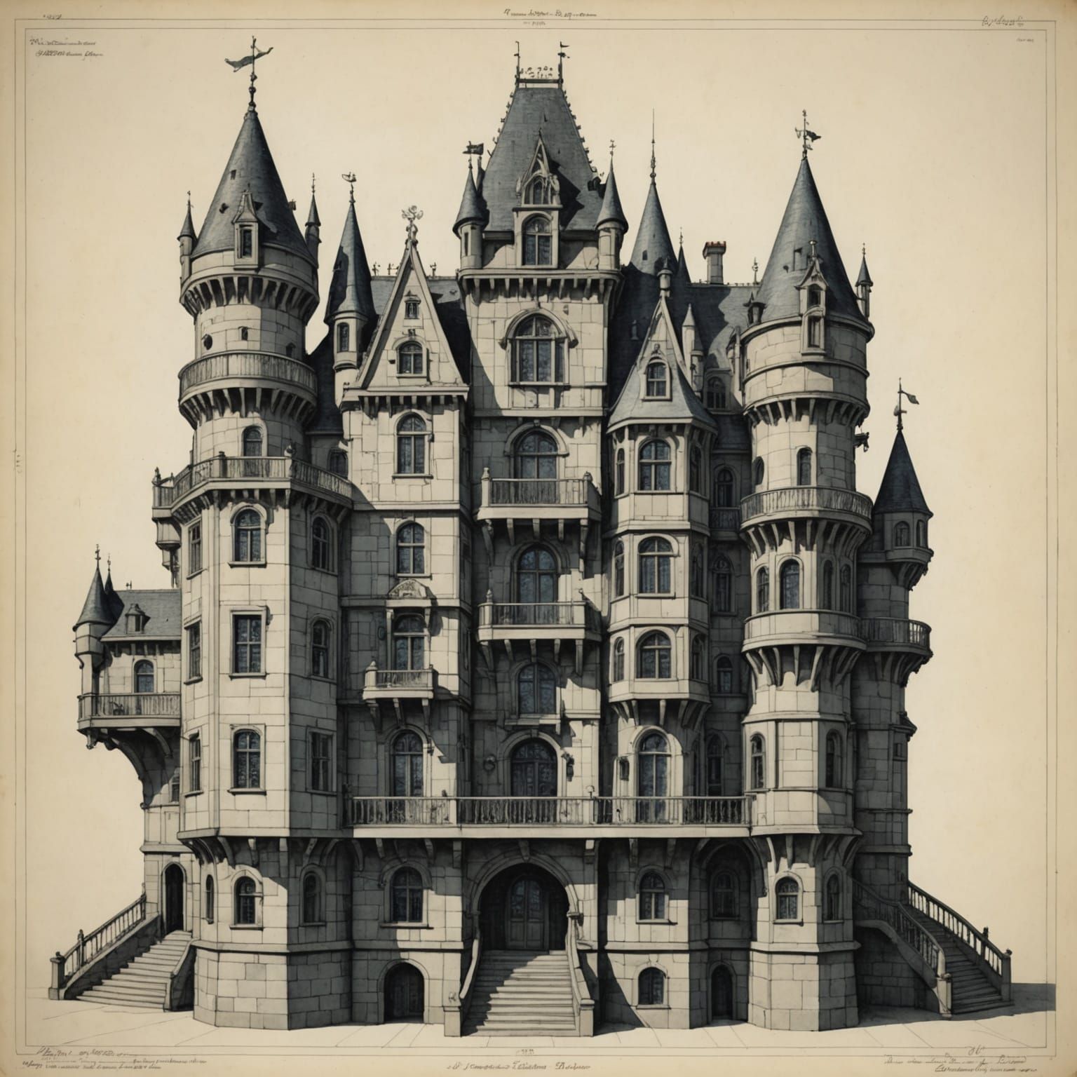 Escher-Inspired Castle with Impossible Staircases ... - AI Art