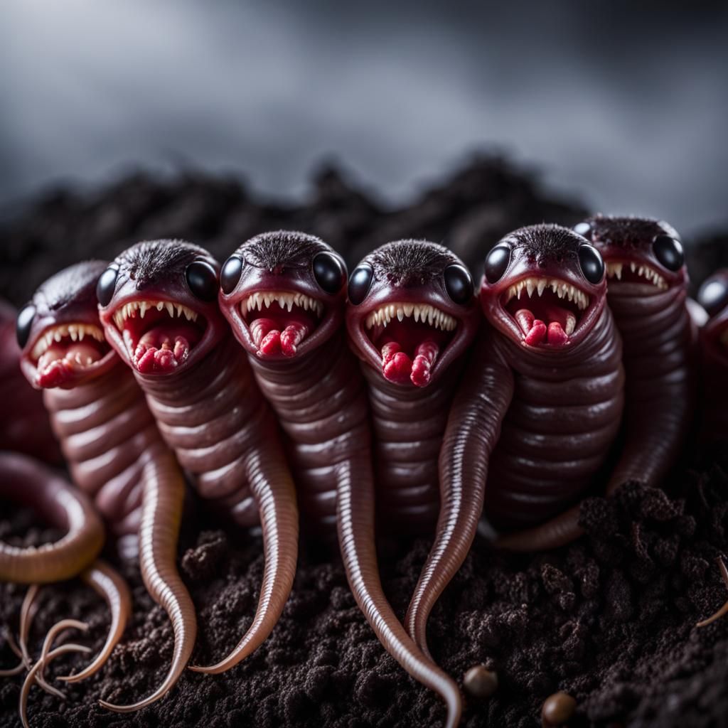 Invasion of alien worms - AI Generated Artwork - NightCafe Creator