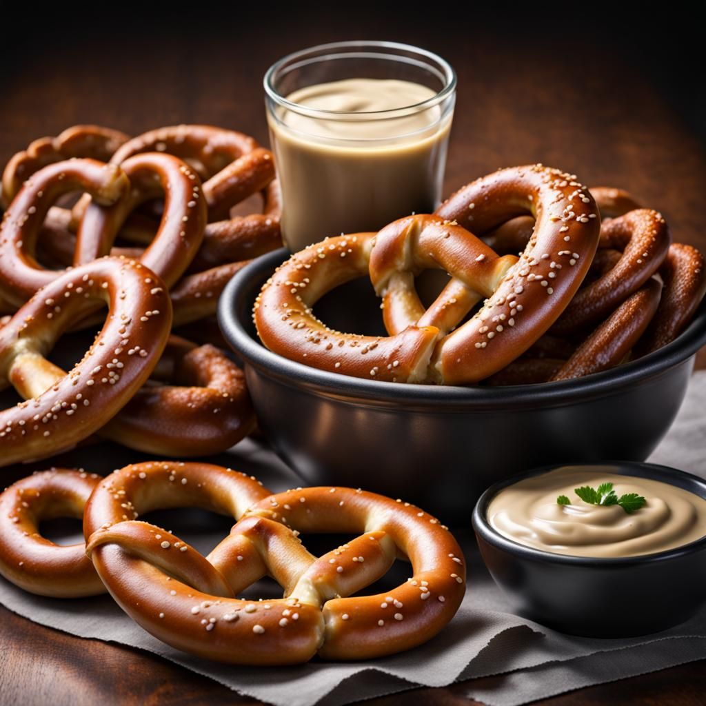 Pretzels and Dipping Sauce - AI Generated Artwork - NightCafe Creator