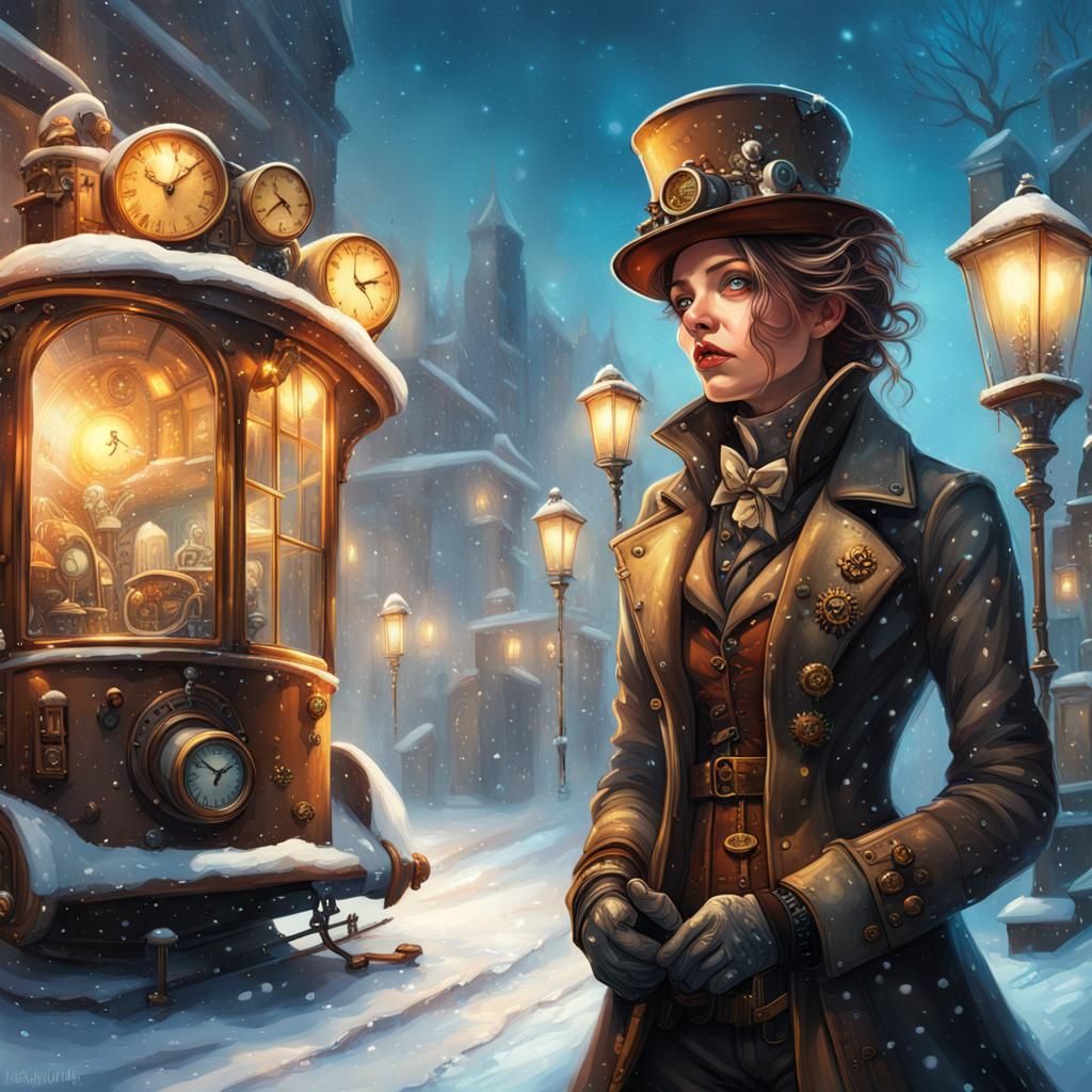Steampunk Winter Wonderland - AI Generated Artwork - NightCafe Creator